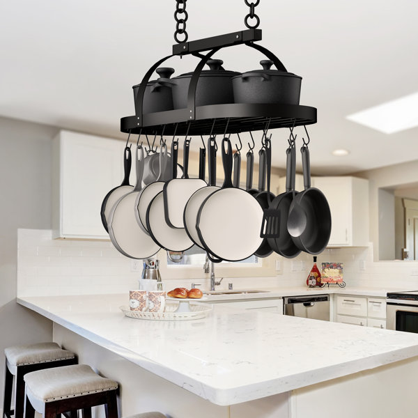 Prep & Savour Delauter Hanging Ceiling Pot Rack 34-Inch for Kitchen ...