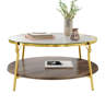 George Oliver Modern Round 2-Tiered Coffee Table With Glass Top And ...