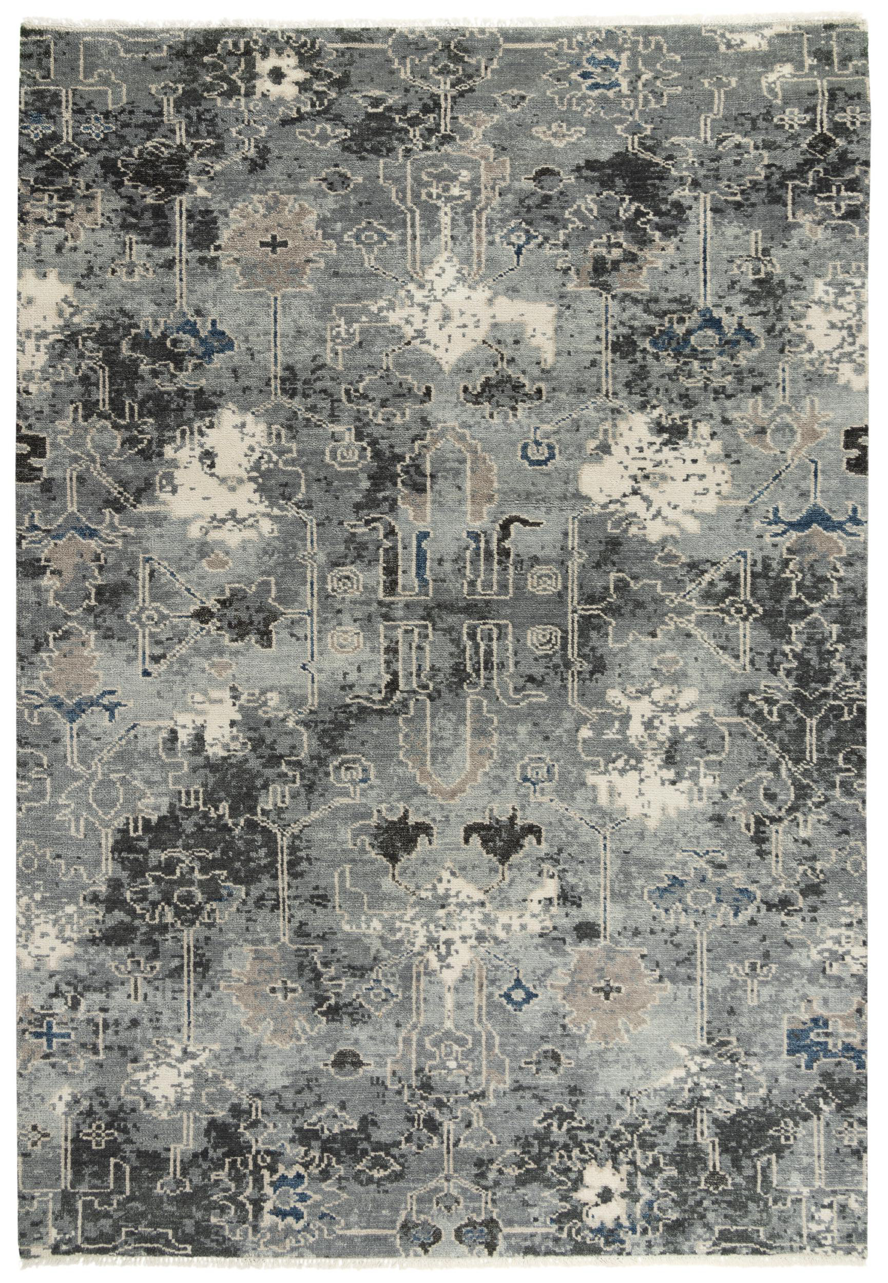 Rizzy Home Rectangle Belmont Abstract Hand Knotted Wool Area Rug in ...