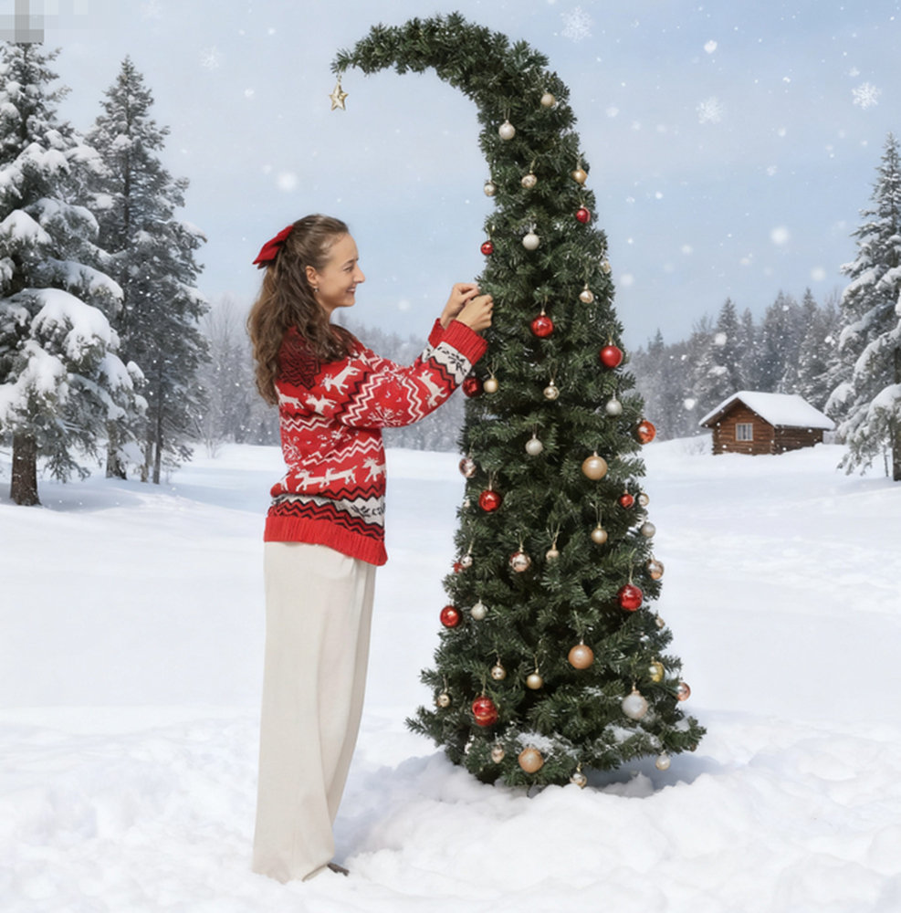 The Holiday Aisle® 7 ft Prelit Bent Top Christmas Tree, Whimsical Xmas ...
