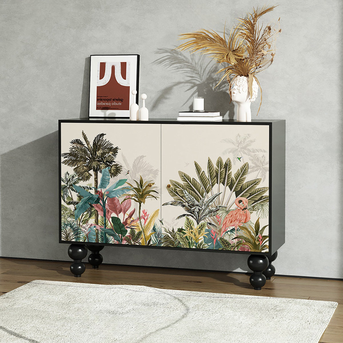 Morpho Nest Creations Jungle Flower And Bird Decoration Cabinet Solid ...