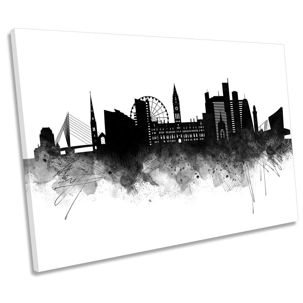 Ebern Designs Manchester Abstract City Skyline - Wrapped Canvas Graphic ...