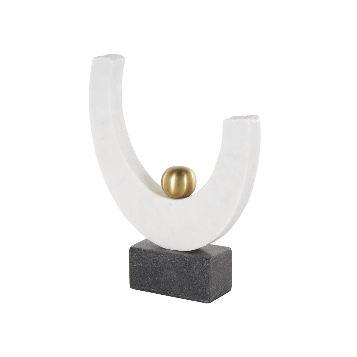 Ivy Bronx Cole And Grey Marble Curved Semicircle Abstract Sculpture ...