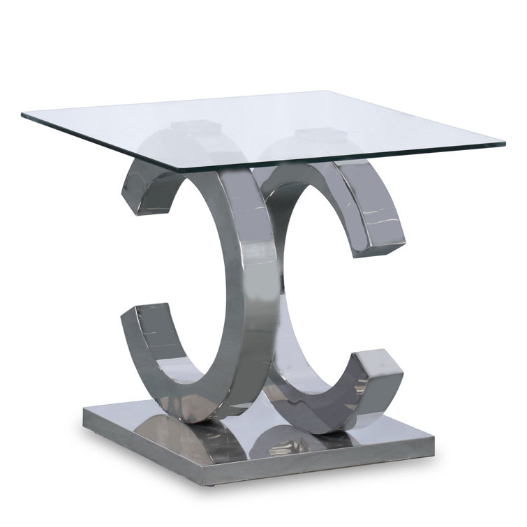 AlexandraHouse Auxiliary Table Glass Steel | Wayfair.co.uk