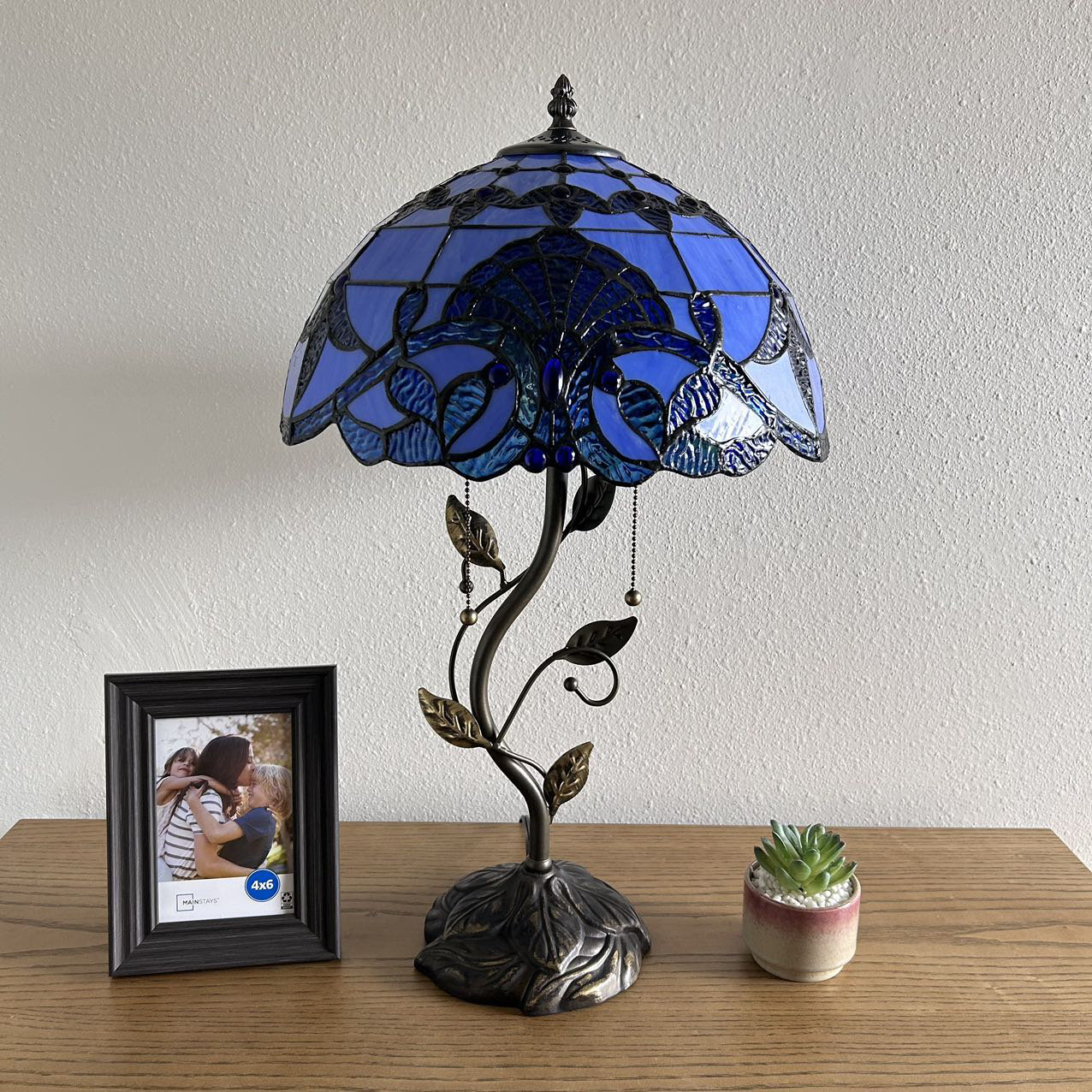 Astoria Grand Meryem Tiffany Table Lamp Blue Stained Glass Baroque ...