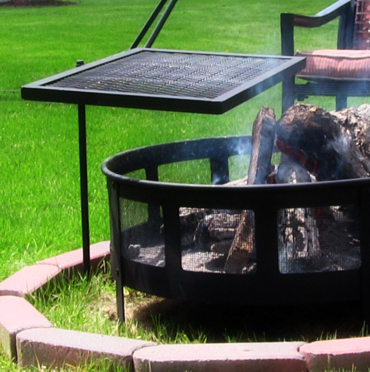 SunnyDaze Decor 24" x 16" Steel Black Rectangle Rotating Fire Pit ...