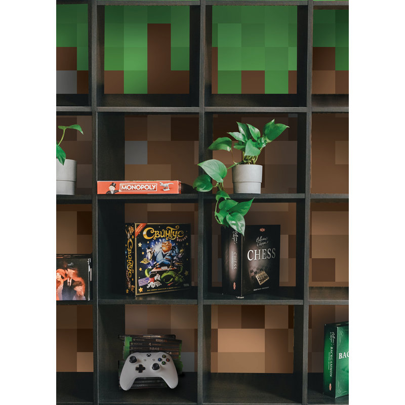 Room Mates Minecraft Blocks Peel & Stick Wallpaper Mural | Wayfair