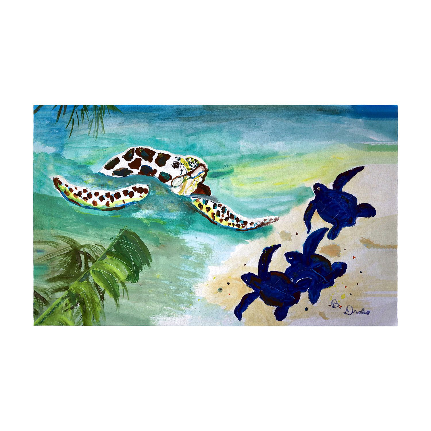 Bayou Breeze Alphonse Sea Turtle and Babies Non-Slip Indoor/Outdoor ...
