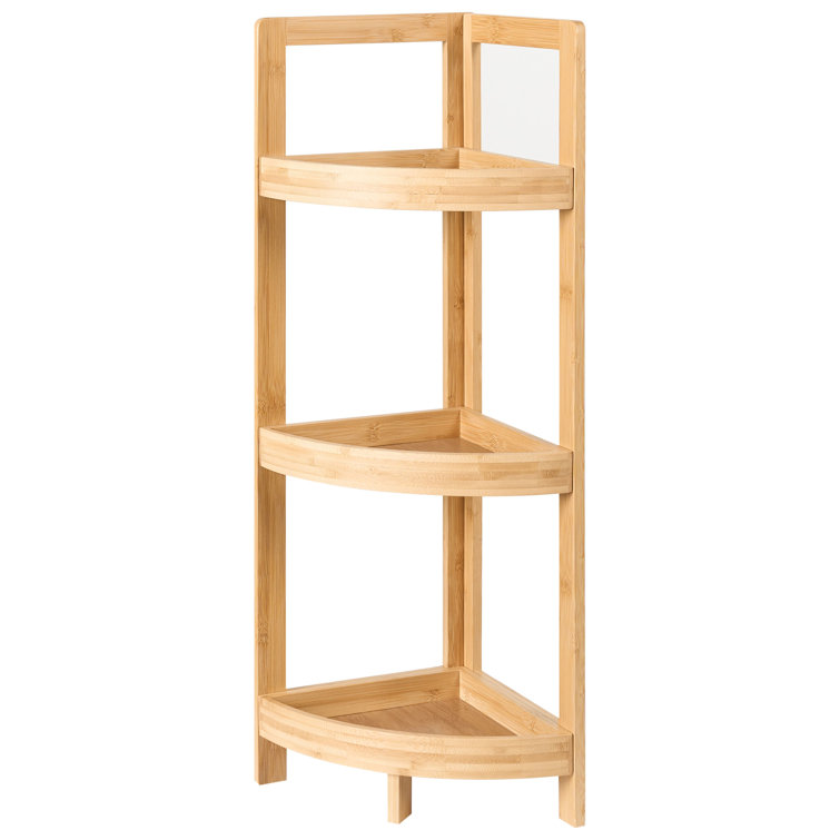 House of Hampton Bamboo Bathroom Corner Shelving Unit Light Wood ...