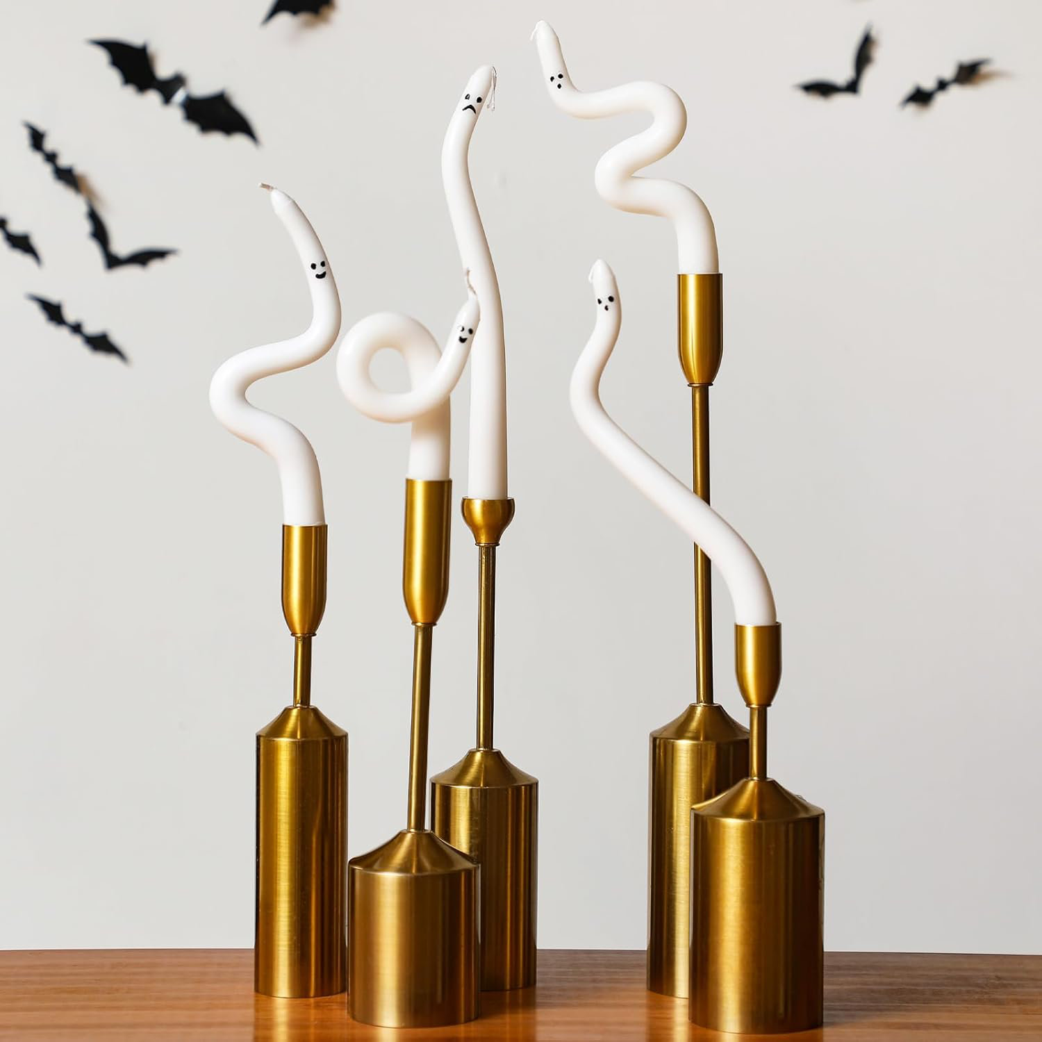 Hokku Designs 5 Pack White Ghost Taper Candles – Halloween Spiral ...