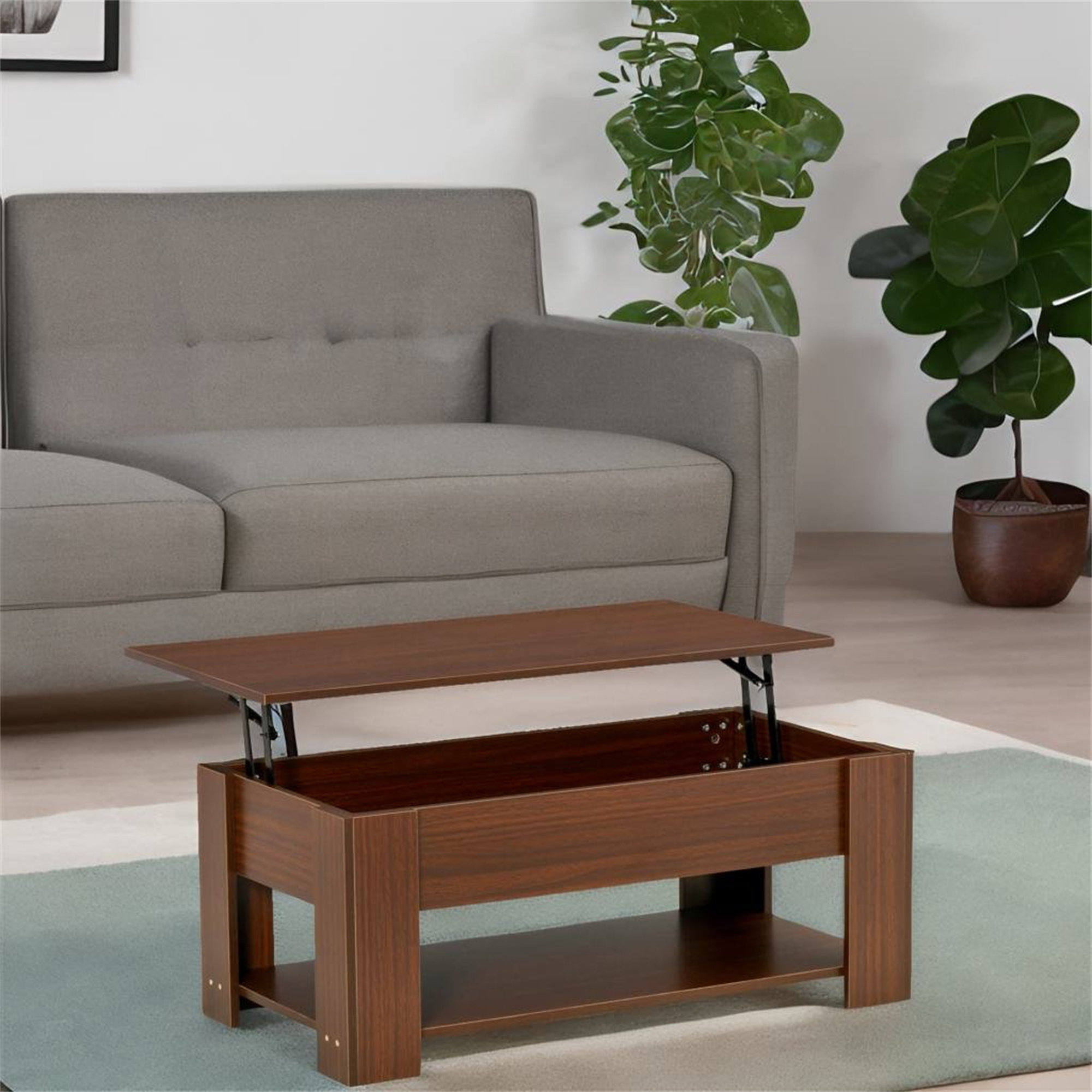 BESTCOSTY Table basse à plateau relevable avec compartiment de ...