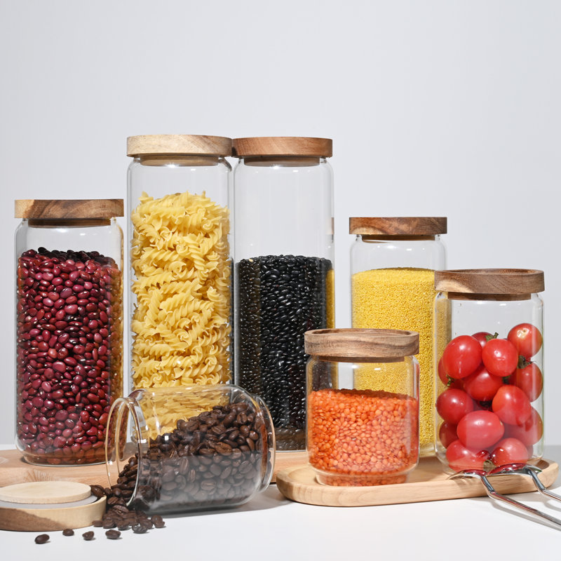 Gracie Oaks Glass Food 4 Piece Storage Jar Set & Reviews | Wayfair