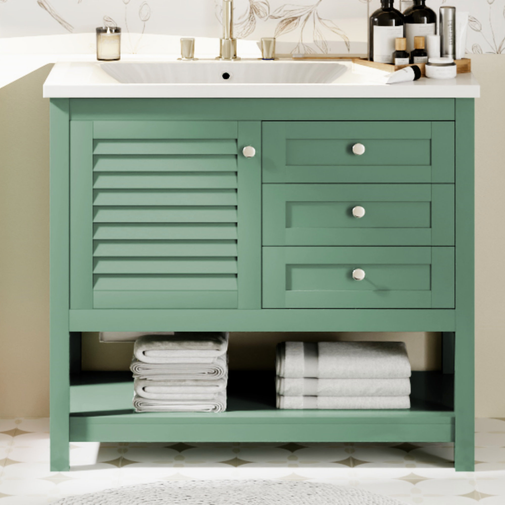 Winston Porter 36'' Bathroom Vanity With Undermount Sink, Free Standing ...