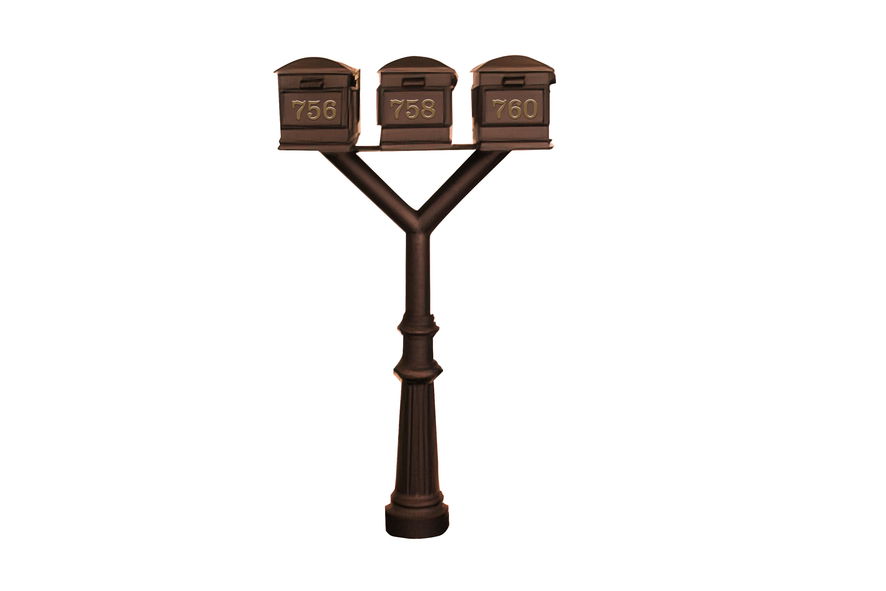 Qualarc Penfield Triple Mailbox Post System, Decorative Fluted Base ...