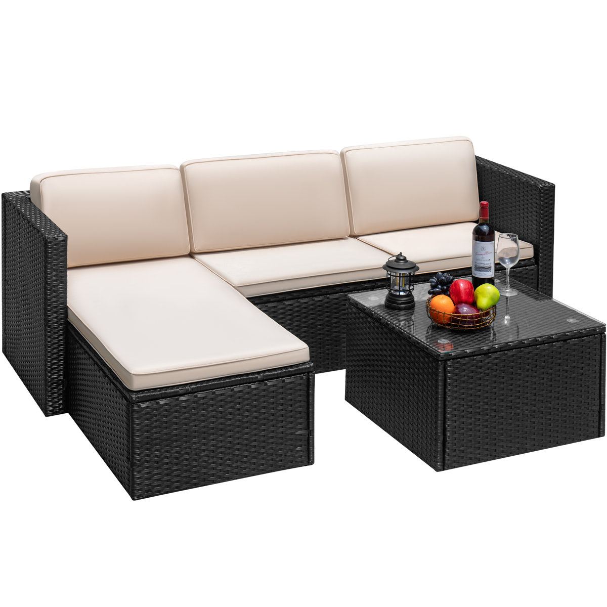 Ebern Designs 3 - Person Elegant Outdoor Patio Furniture Set: Sectional ...