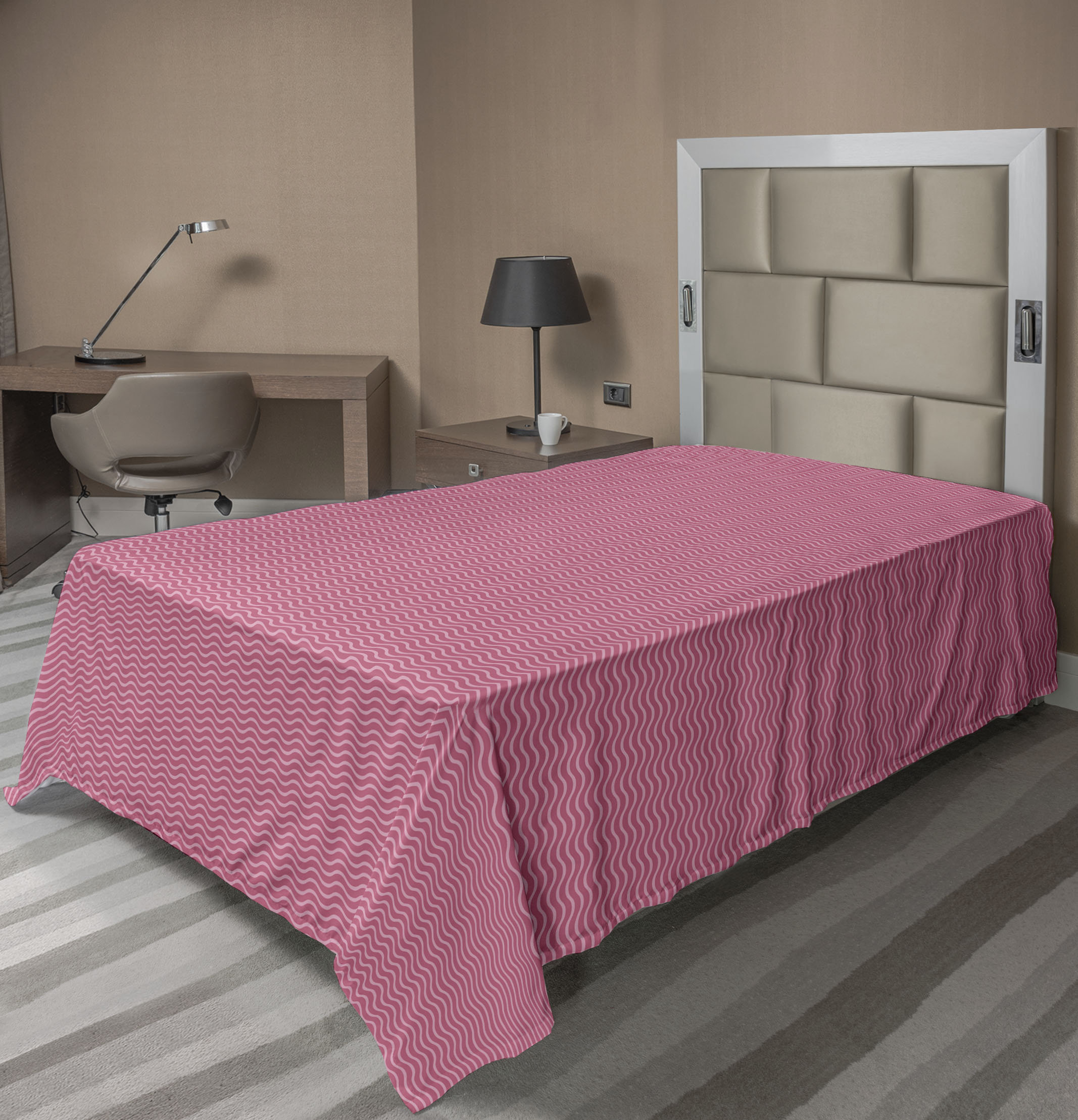 Ambesonne Geometric Top Flat Sheet Horizontal Swirly Lines Hot Pink and ...