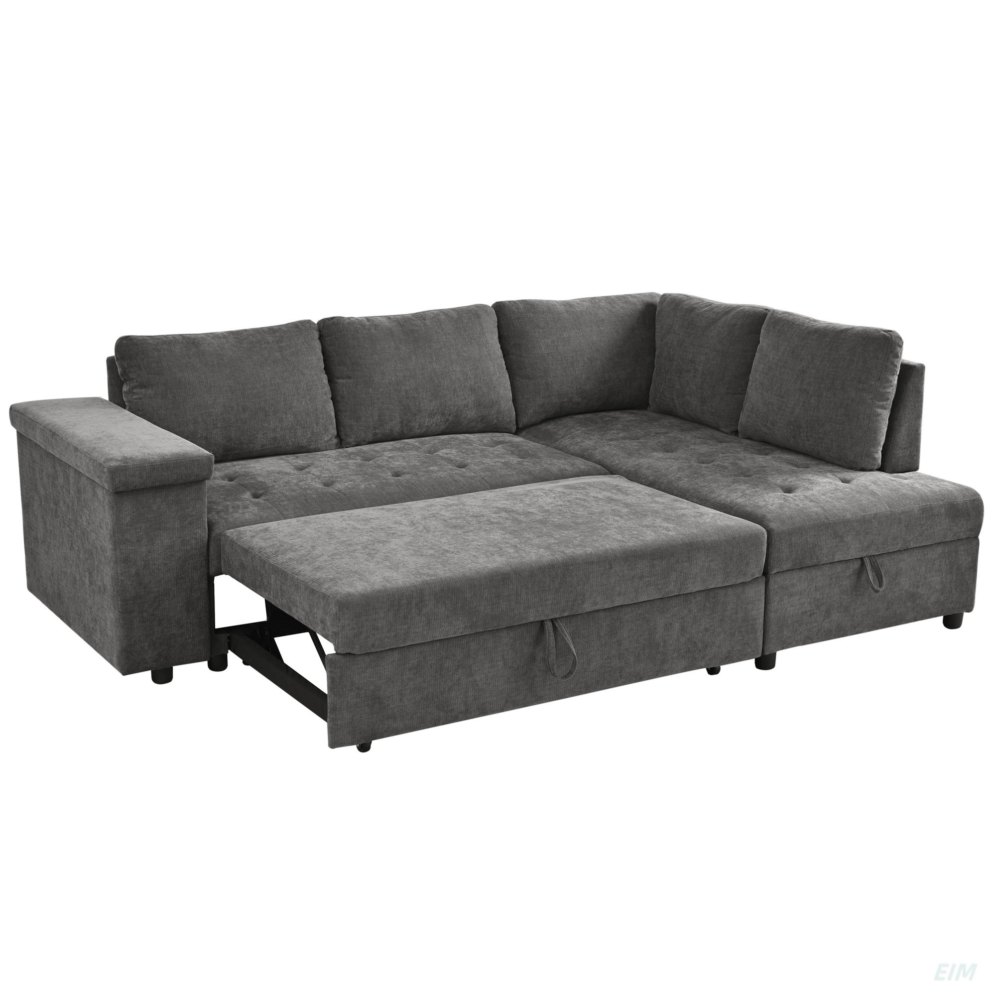 Latitude Run® 91.5-Inch L Shaped Couch With Pull Out Bed And Storage ...