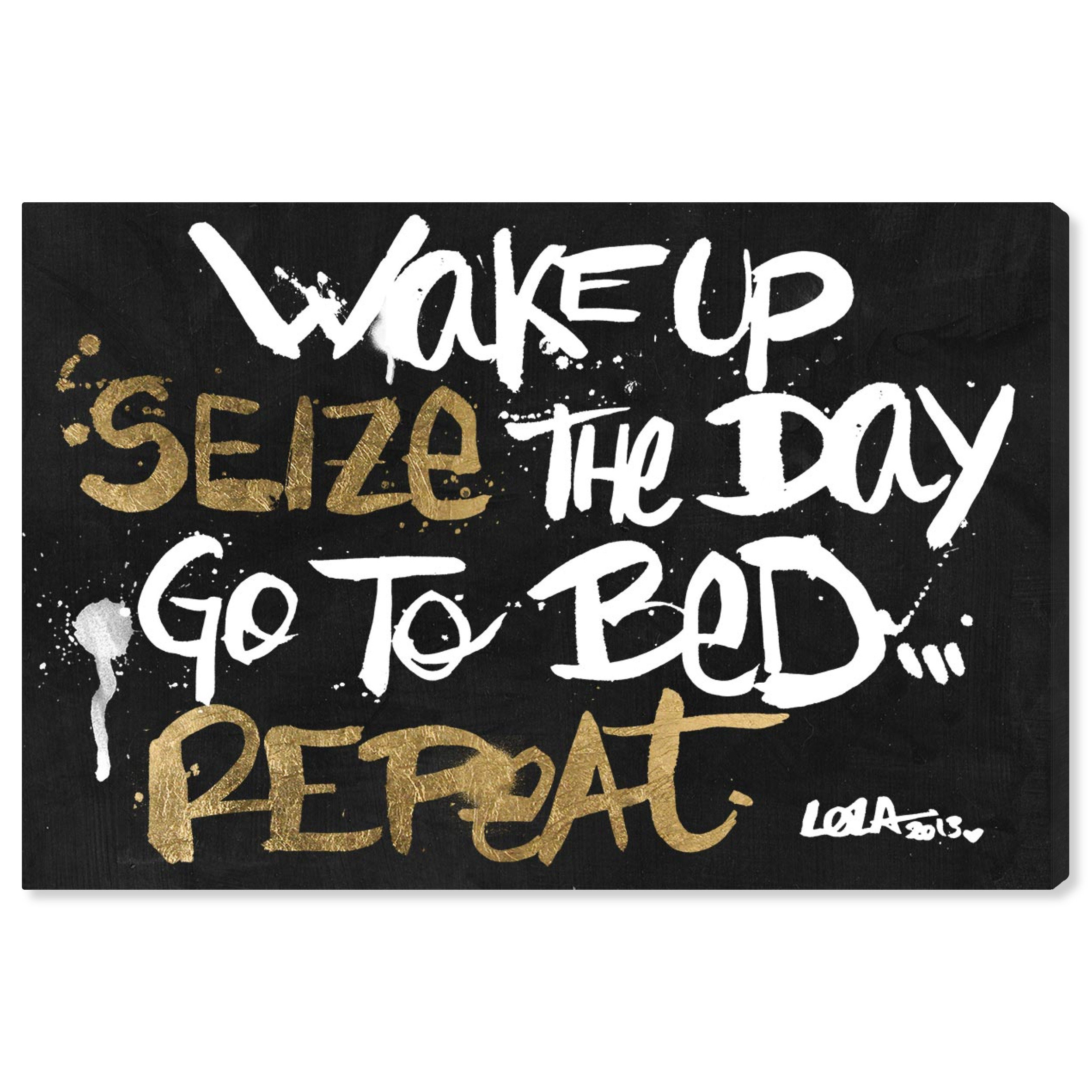 Oliver Gal Seize the Day Gold Horizontal - Textual on Canvas | Wayfair