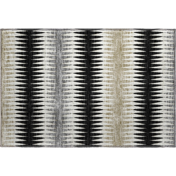 Bungalow Rose Premium Machine Washable Prisco Black Rug | Wayfair