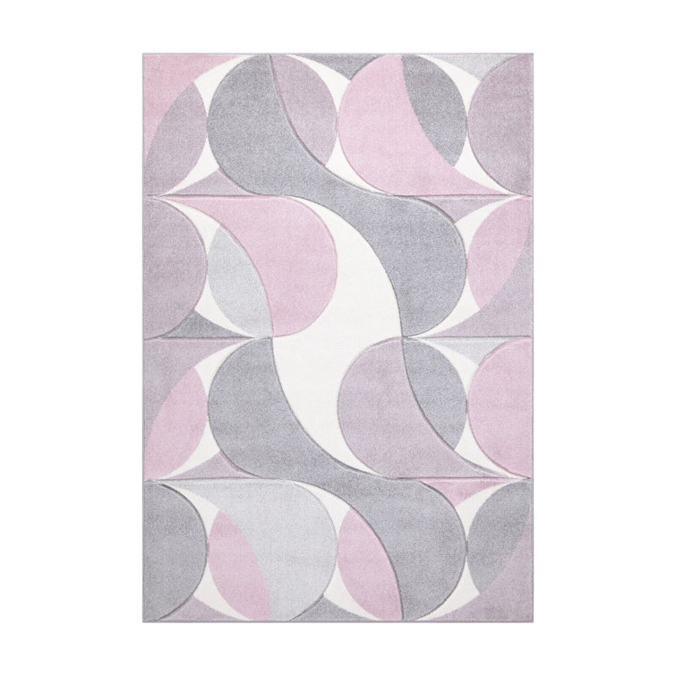 Metro Lane High-Quality Machine Woven Pink/Grey/White Rug | Wayfair.co.uk