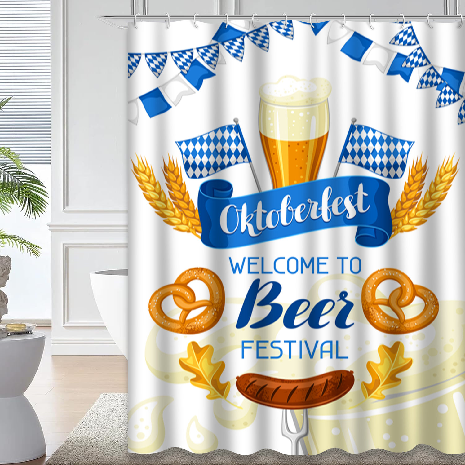 East Urban Home Autumn Waterproof Shower Curtain,Welcome Beer Festival ...