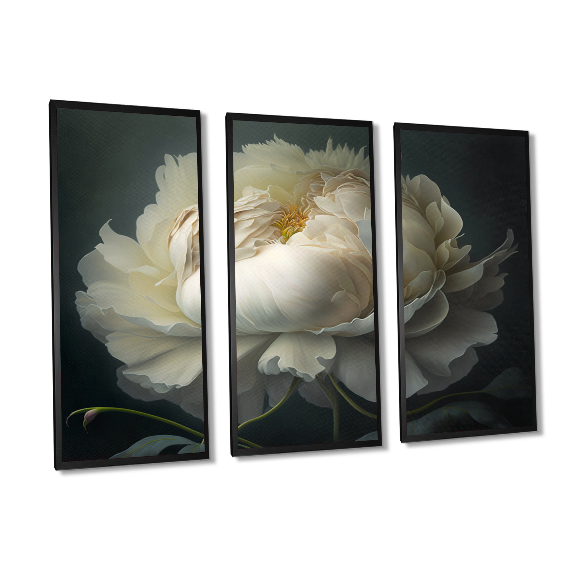 Red Barrel Studio® White Blossoming Peony On Black I White Blossoming ...