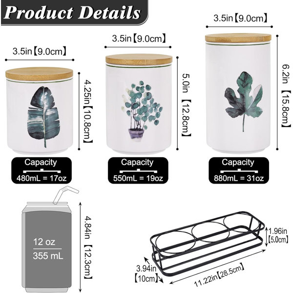 Rosalind Wheeler A Set Of 3 Kitchen Canisters With Tiered Shelf ...