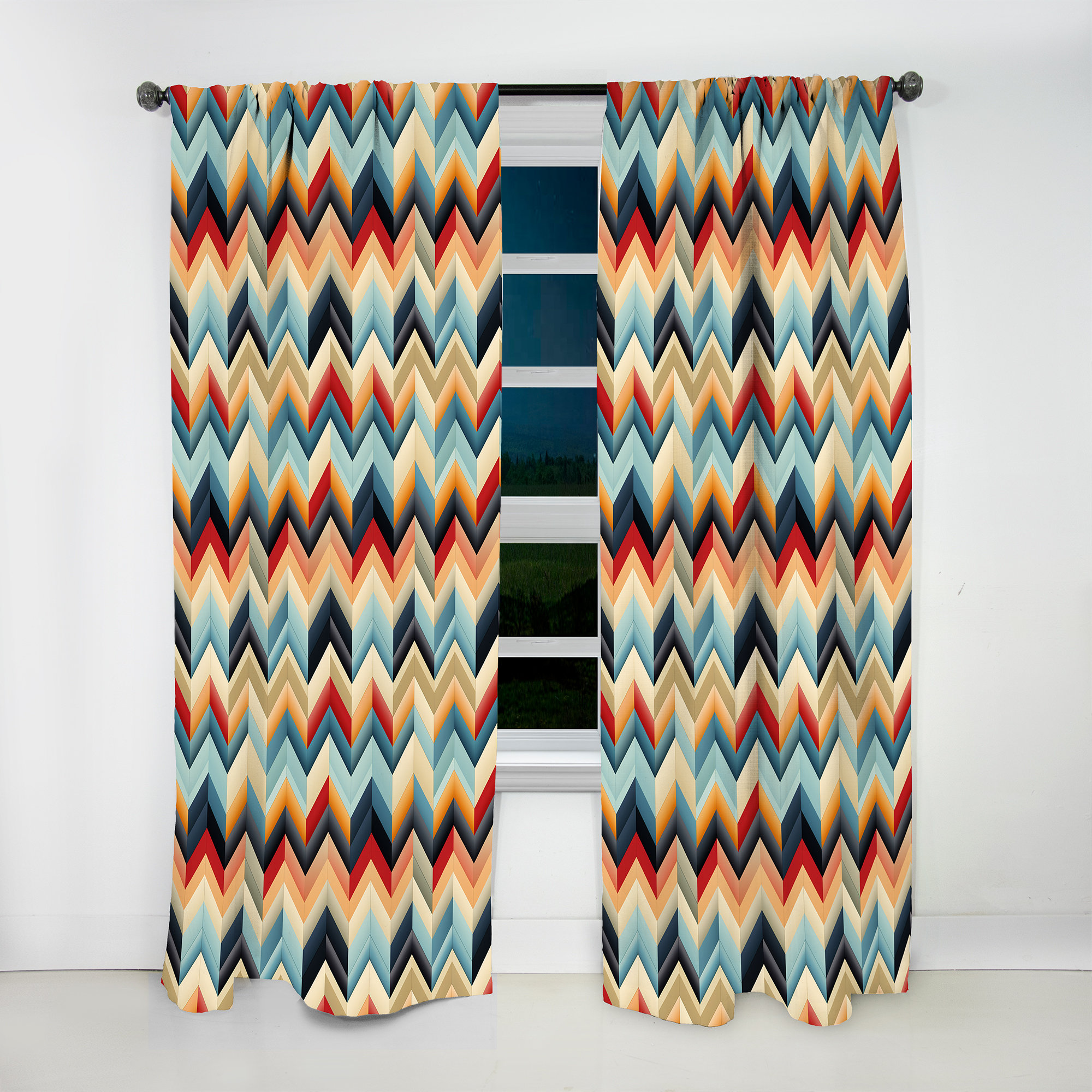 Design Art Futurist Chevron Fusion In Multicolor - Glam Curtain ...