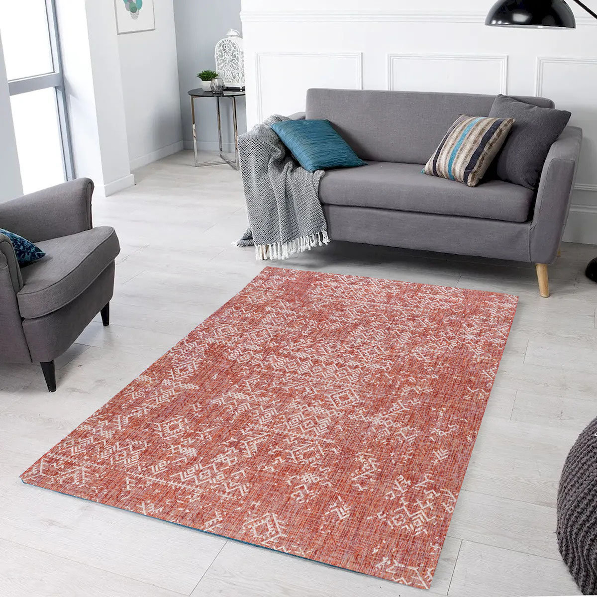 Union Rustic Oksana Indoor Outdoor Distressed Copper Color Rug | Wayfair