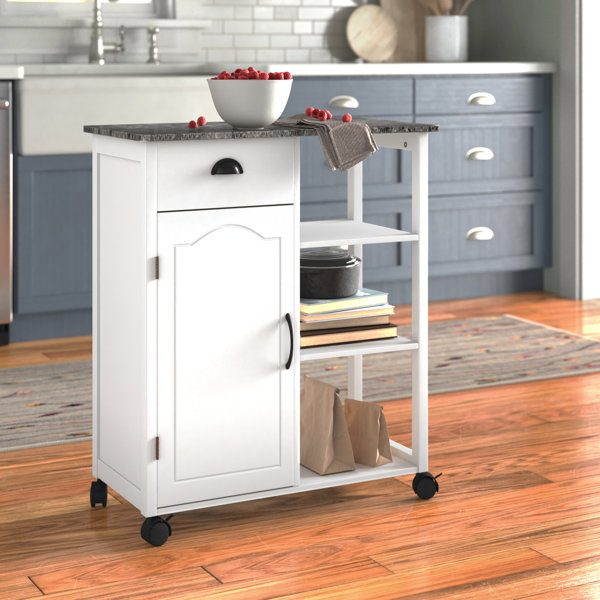 Winston Porter Shavertown Faux Marble Kitchen Cart & Reviews - Wayfair ...