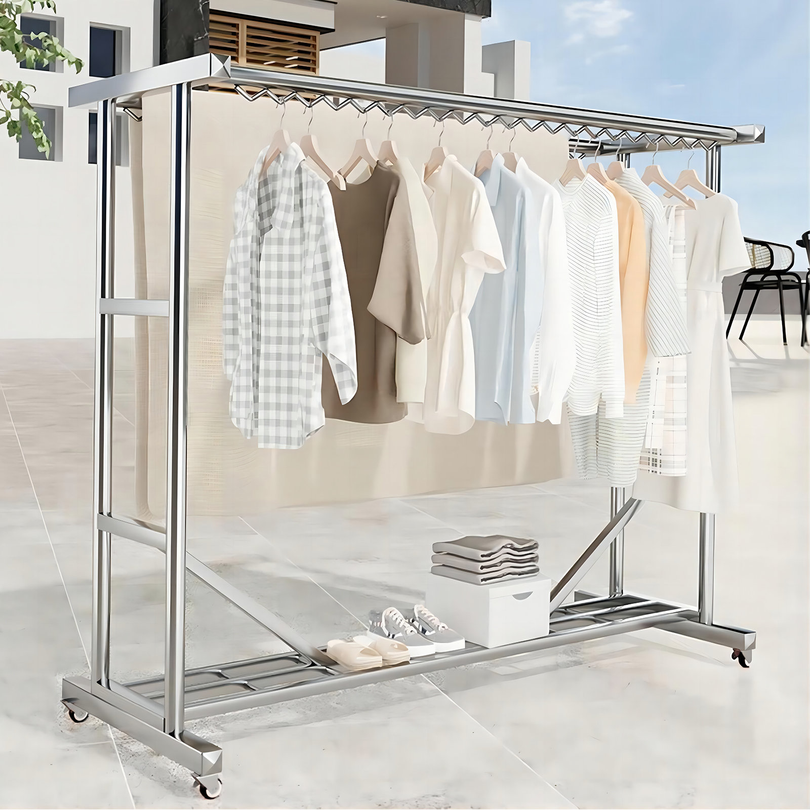 BAOKALER Drying Rack Stainless Steel Heavy Indoor Clothing Rack ...