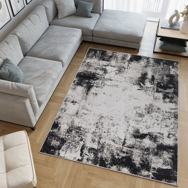 Latitude Run® Machine Washable Avery Ivory/Charcoal Rug | Wayfair