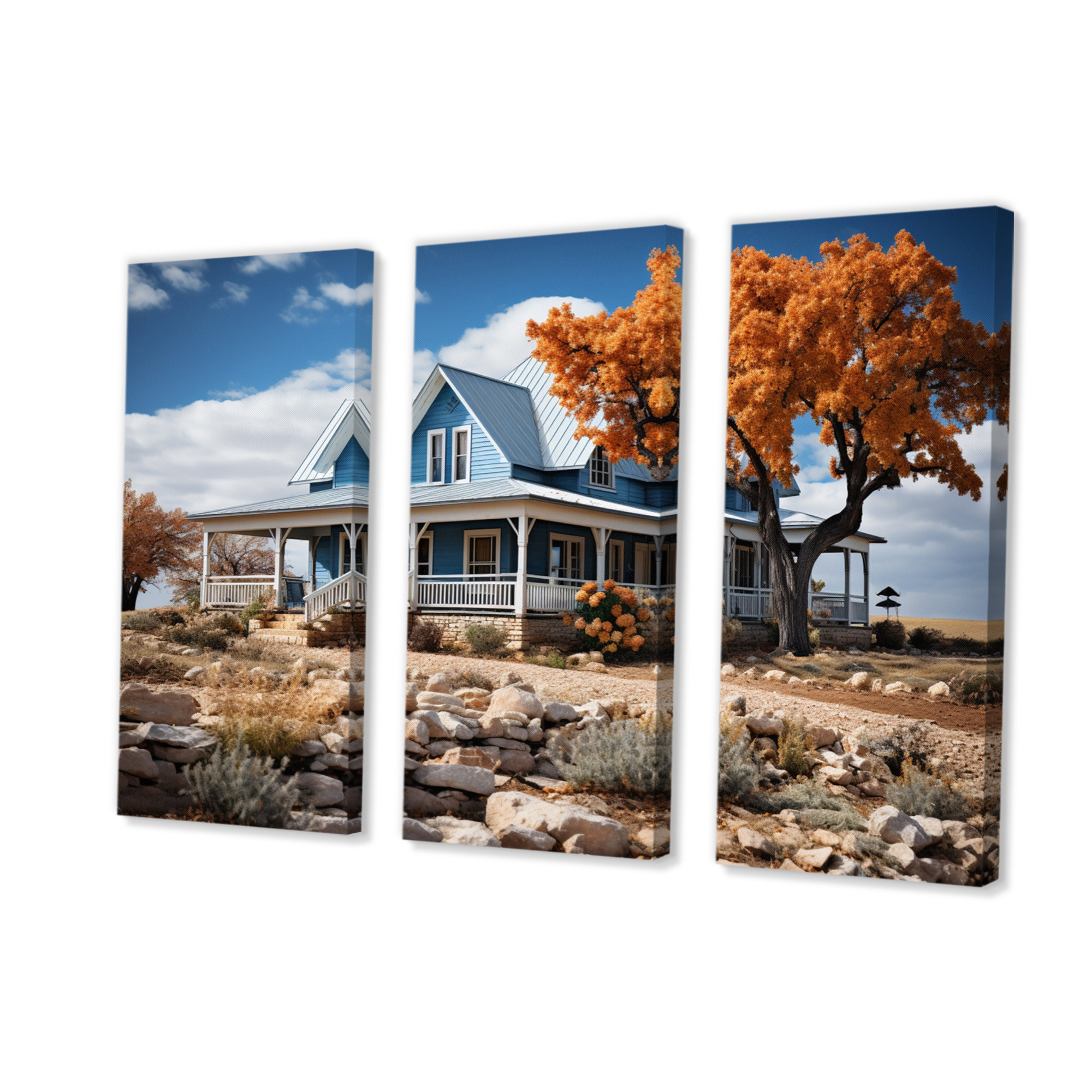 Winston Porter Farmhouse Quaint Homestead On Canvas 3 Pieces Print ...
