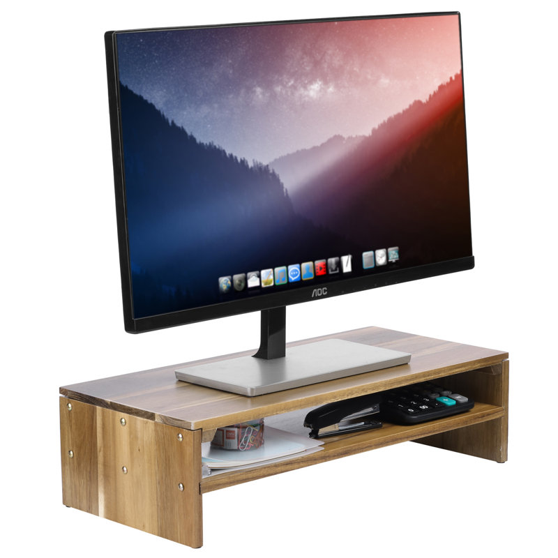 Millwood Pines Grovesend 2 Tier Acacia Wood Monitor Stand | Wayfair