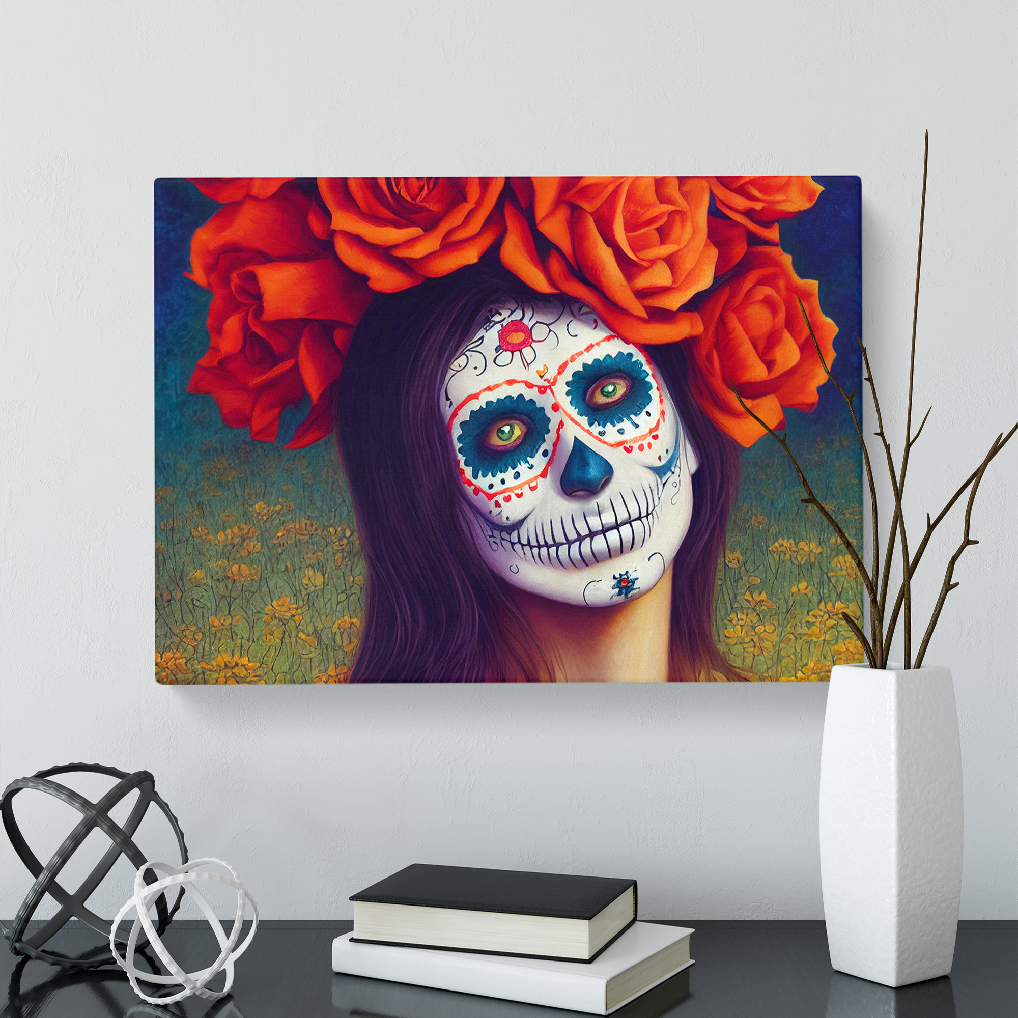 The Seasonal Aisle Sugar Skull Woman Vol.2 - Wrapped Canvas Graphic Art ...