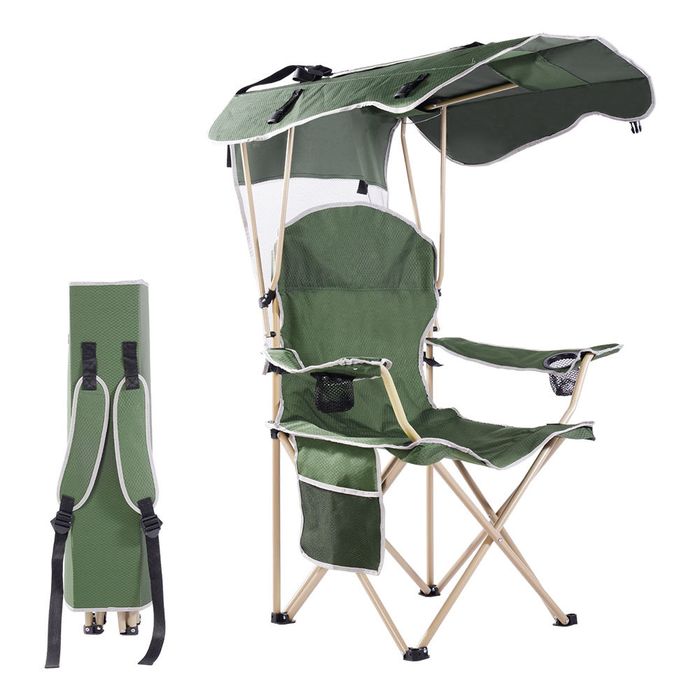 Arlmont & Co. Portable Chair With Shade Canopy Beach Chairs For Adults ...
