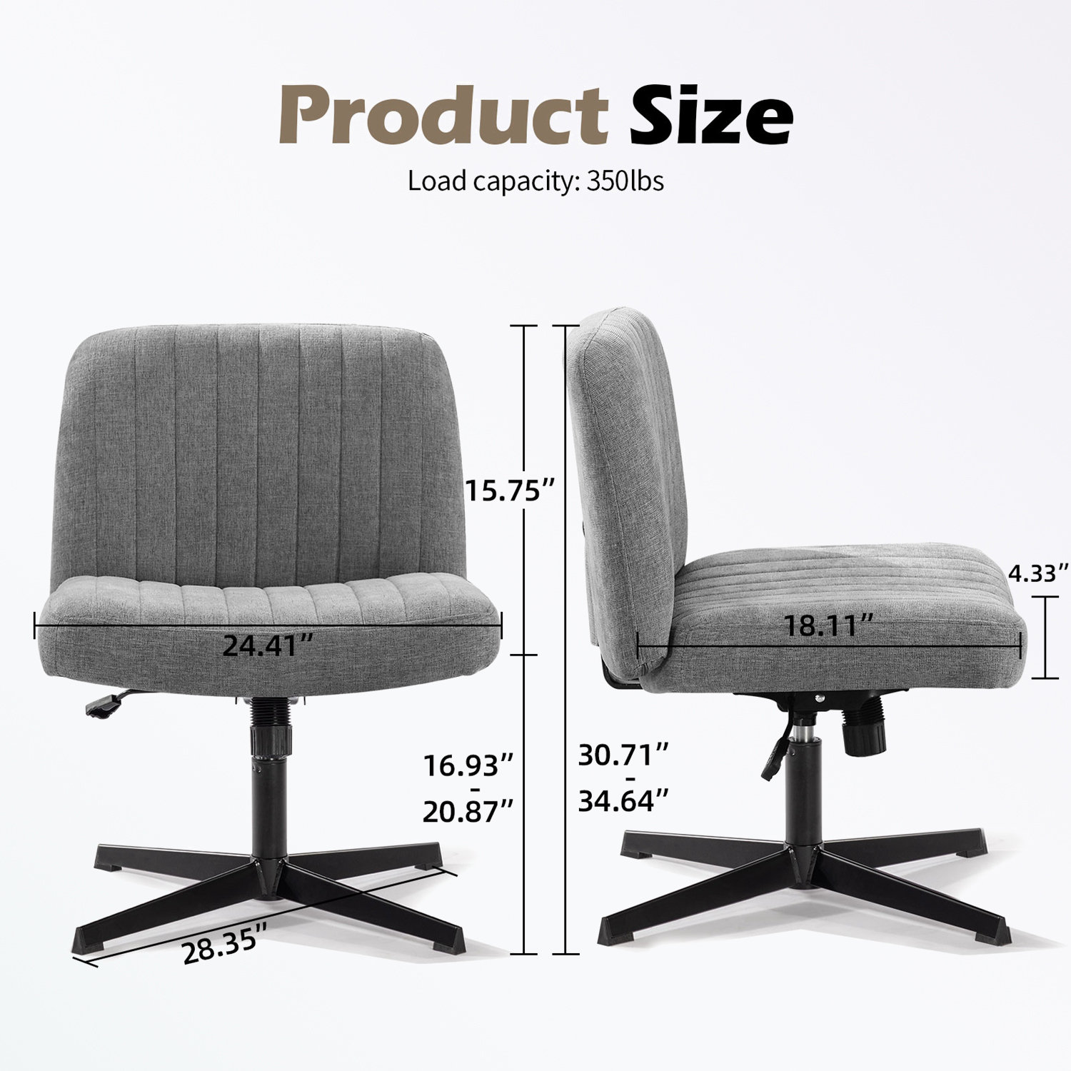 Latitude Run® Armless No Wheels Office Chair with Wide Seat | Wayfair