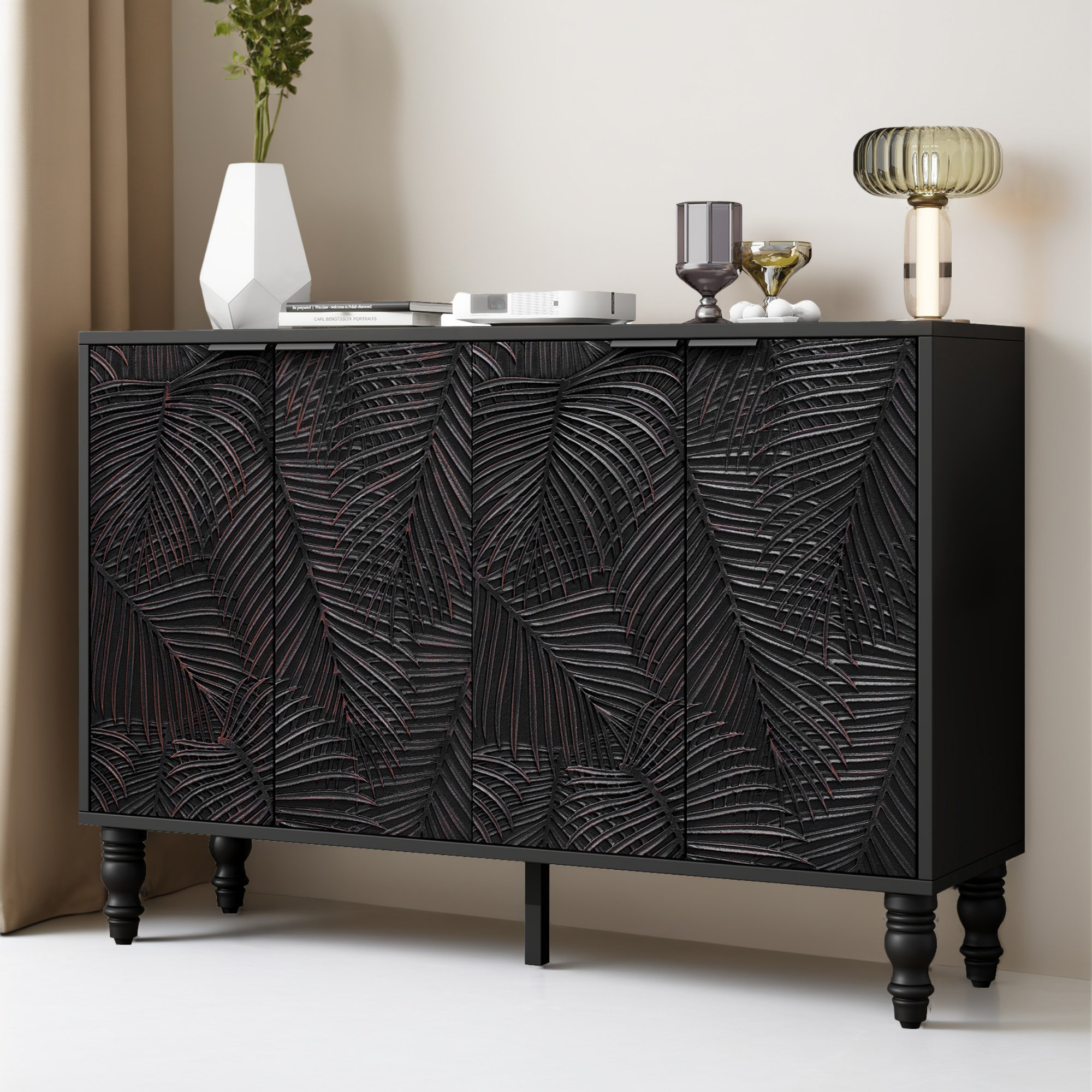 Bayou Breeze 47" Kitchen Storage Sideboard Buffet Cabinet Console Table ...