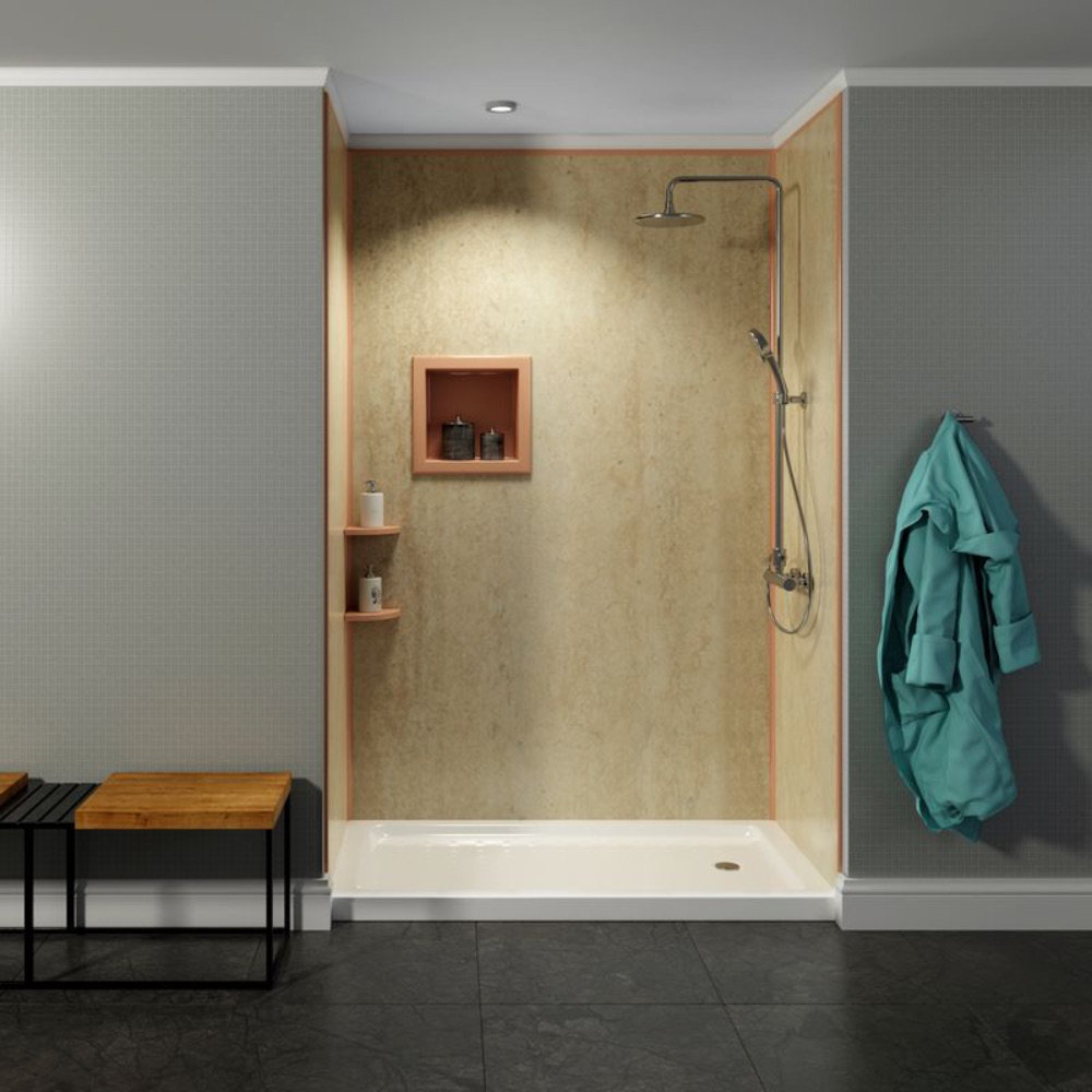 Bella CORE 96'' W 48'' D 96'' H Tongue And Groove Composite Wall | Wayfair