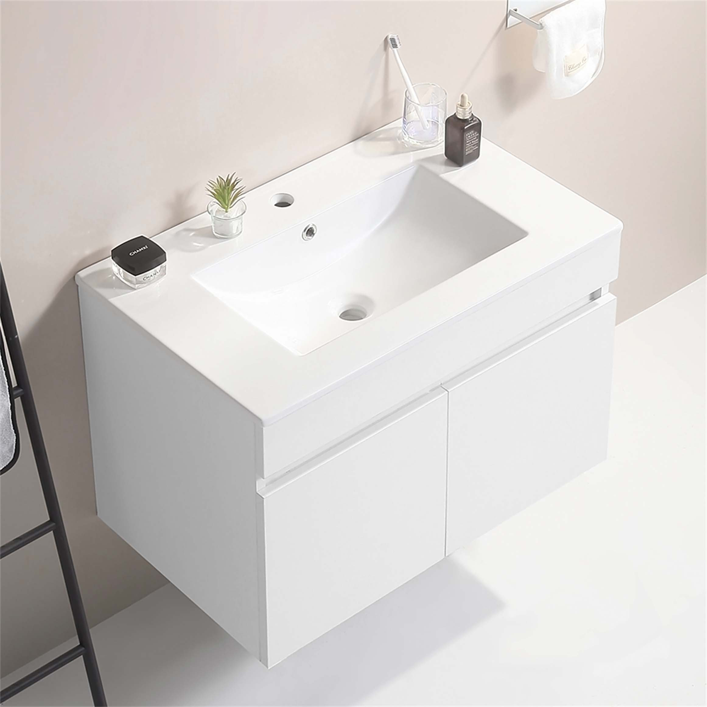 Ebern Designs Ensemble de meuble-lavabo mural simple 29,92 po avec ...
