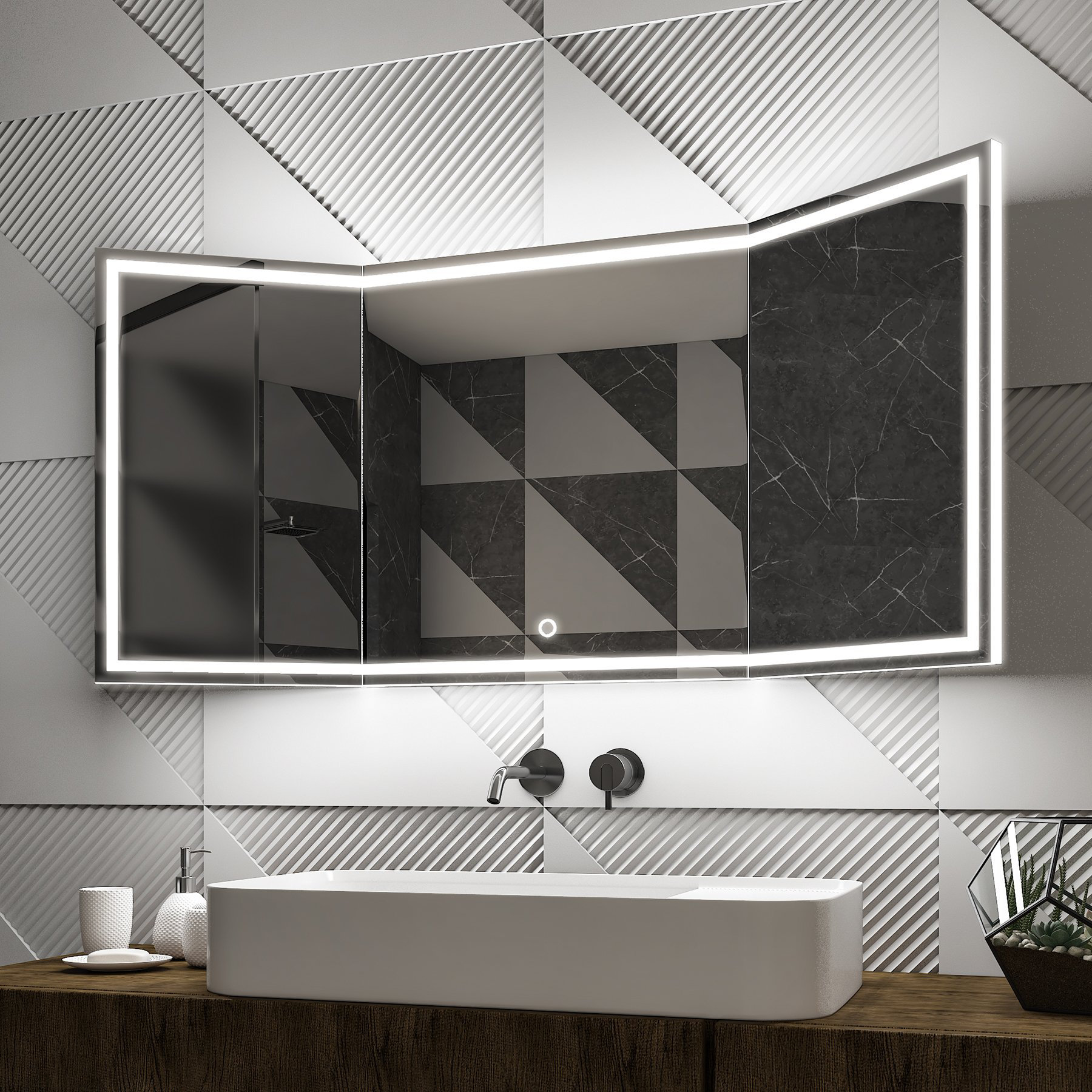 Wen Lighting LED Lighted Bathroom Vanity Mirror with Frontlit and ...