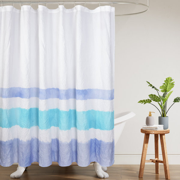Highland Dunes Crinkle Stripe Textured Shower Curtain | Wayfair