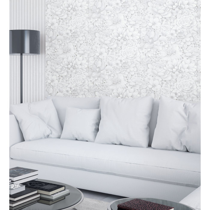 Galerie Wallcoverings Eden Floral Texture 33' L X 21" W Wallpaper Roll ...