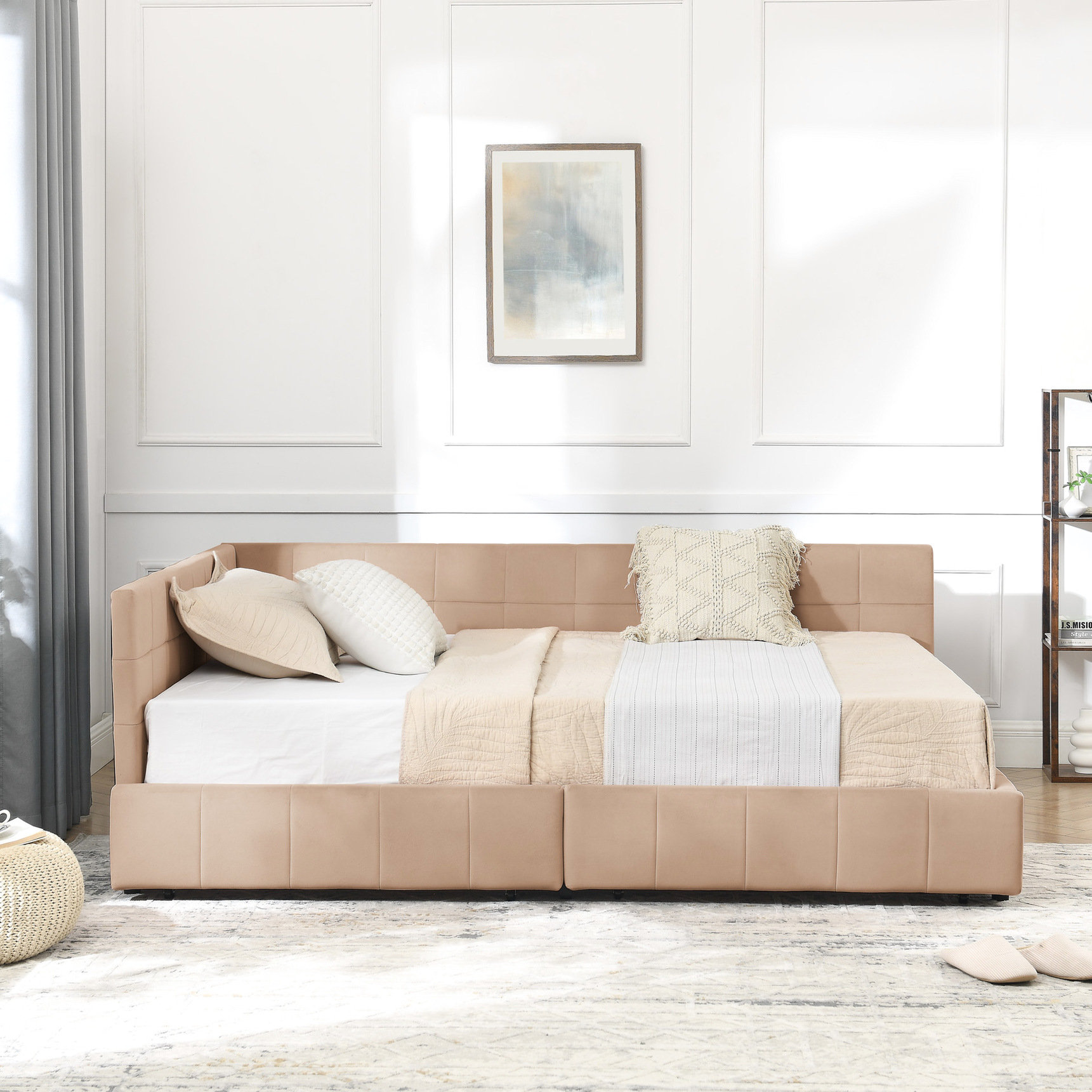 Mercer41 Full Daybed With Velvet Upholstery And - Pink Bed Frame For ...