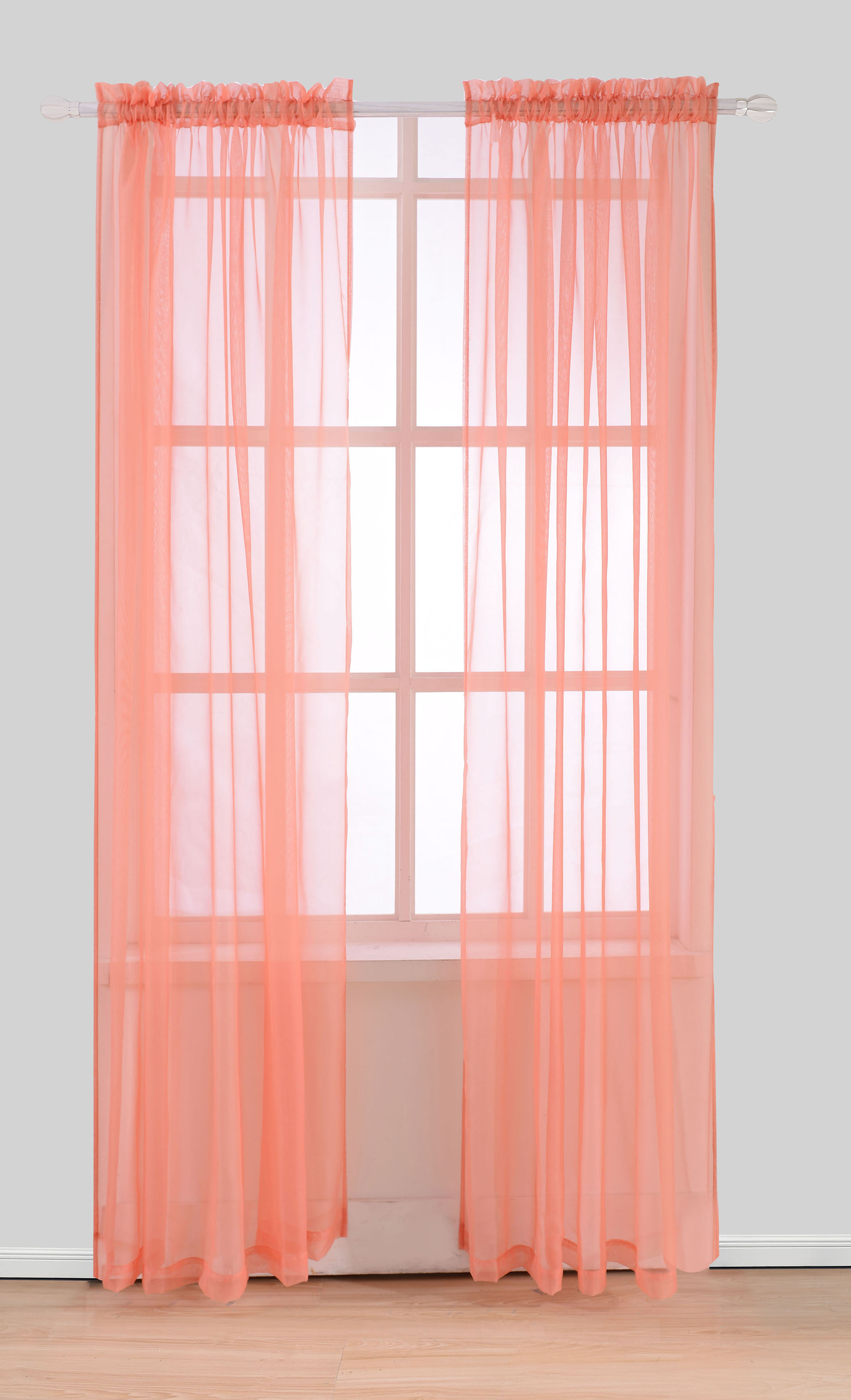 Dovecove Elegance Solid Color Sheer Rod Pocket Single Curtain Panel ...