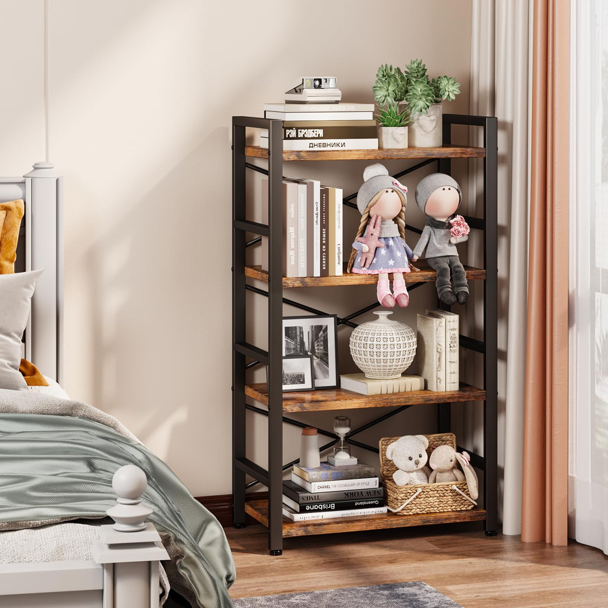 Latitude Run® 4-layer small bookshelf storage rack | Wayfair