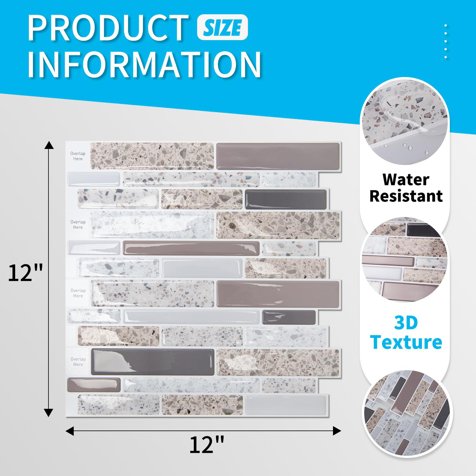 Zeki Shoggy Backsplash Tile For Kitchen Peel And Stick, 10 Sheets Self ...