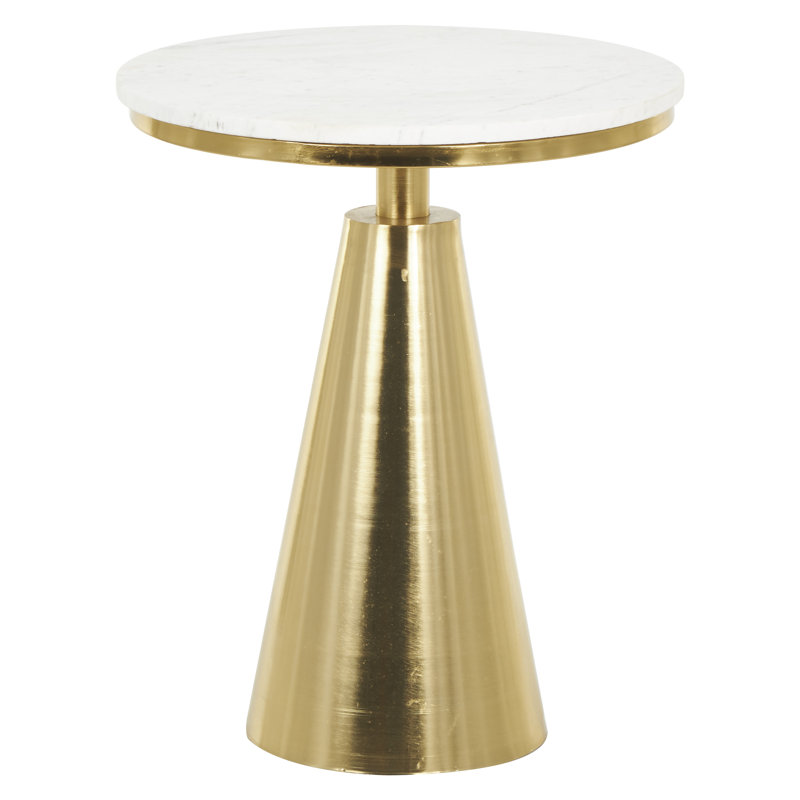 Mercer41 Maclaren Metal Cone Geometric Side End Gold Accent Table with ...