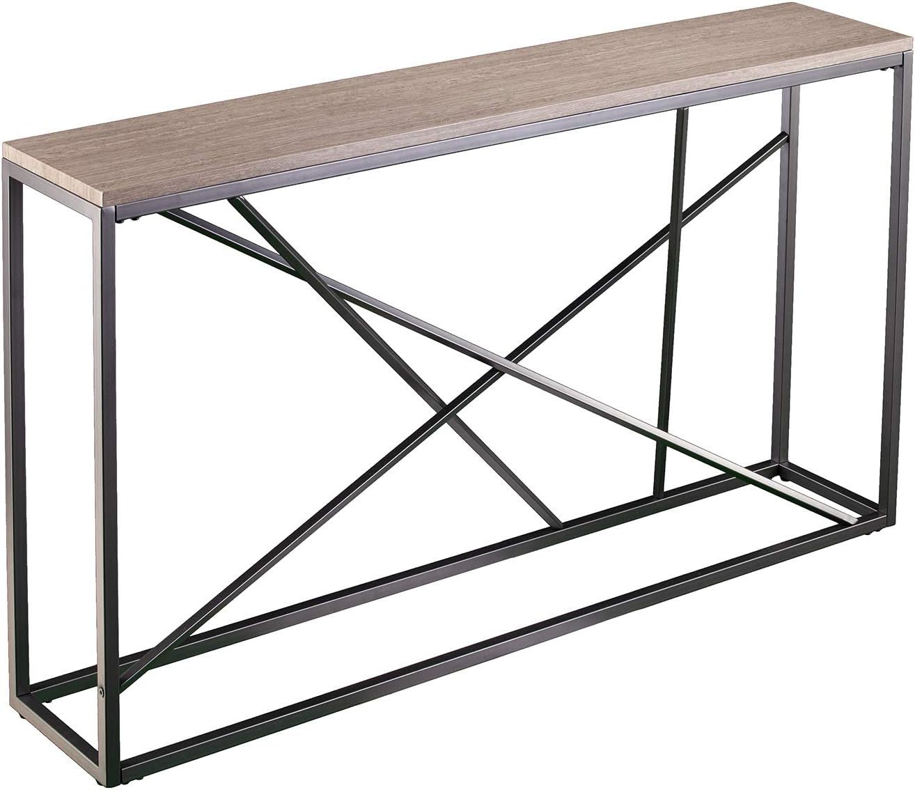 Hokku Designs Modern Faux Stone Console Table With Powder-Coated Iron ...