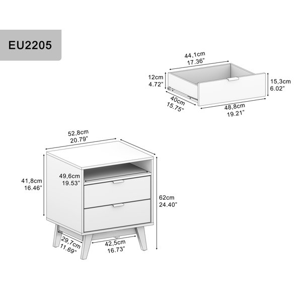 George Oliver Norlin 2-Drawer Nightstand Set – Modern Bedside Tables ...